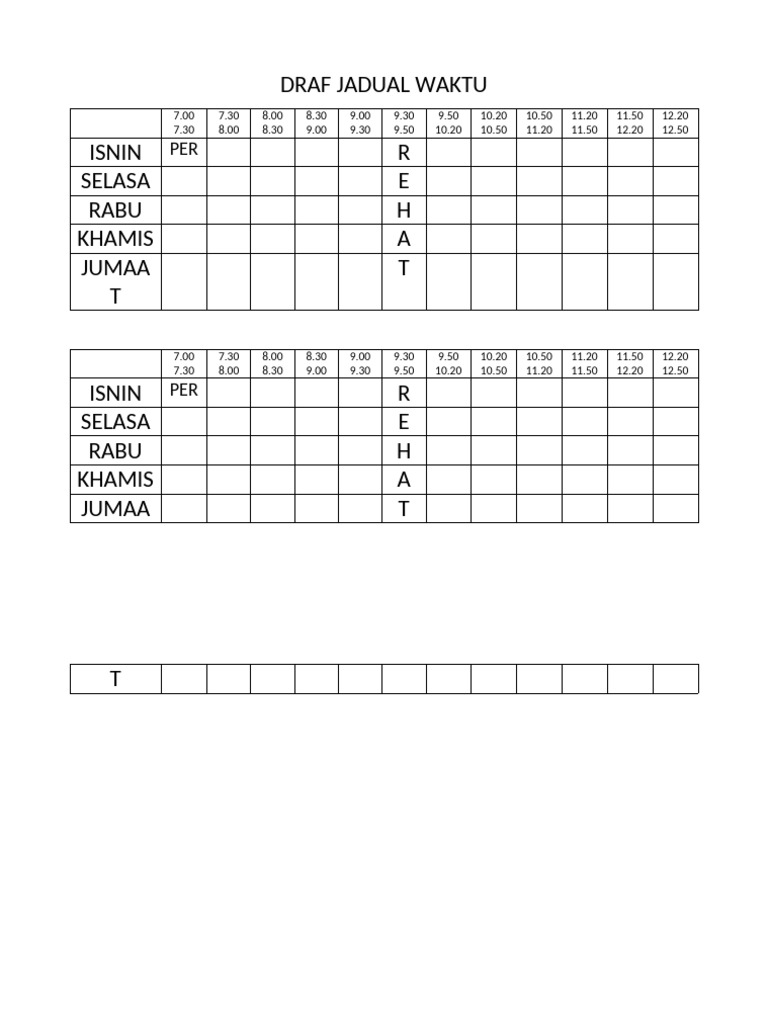 Jadual Kosong Draf | PDF