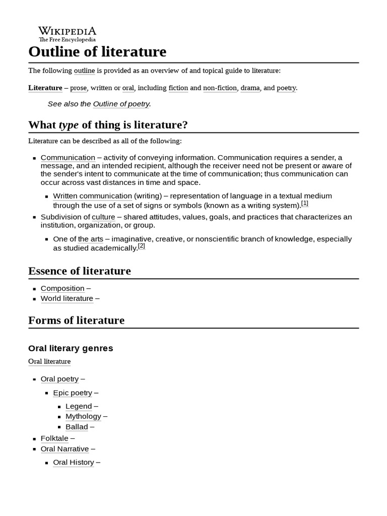 Outline of Literature | PDF