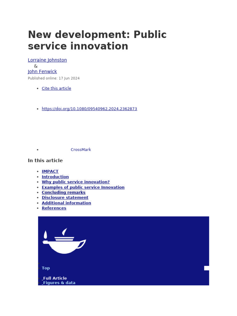 Pubic Service Innovation | PDF