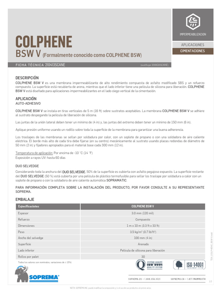Colphene BSW V | PDF