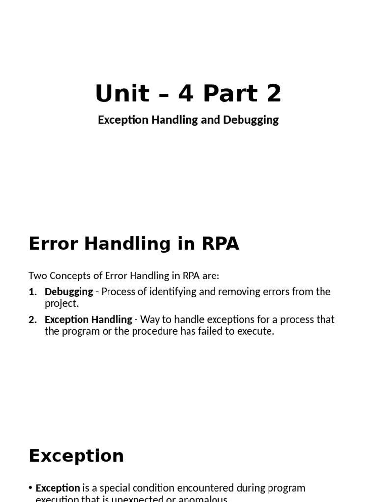 Unit-4 Exception Handling | PDF