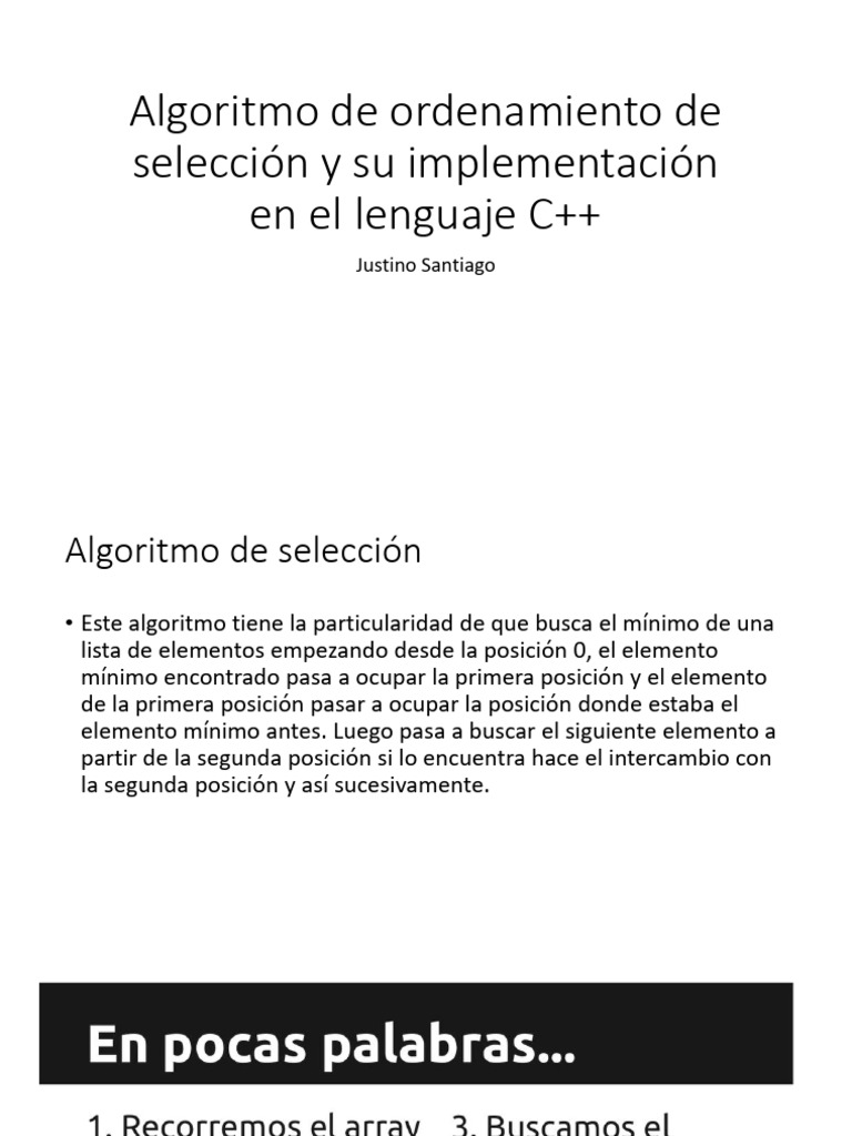 Algoritmo de Ordenamiento Por Selección | PDF | Algoritmos | Entorno de ...