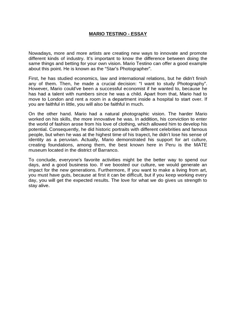 Mario Testino - Essay | PDF