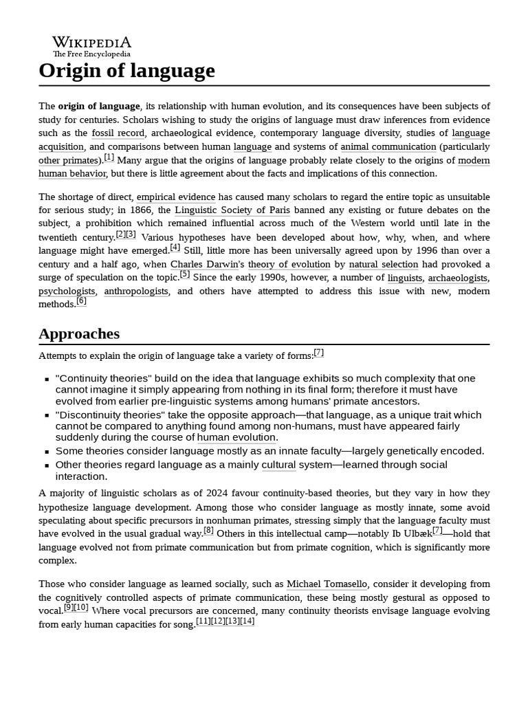 Origin of Language | PDF