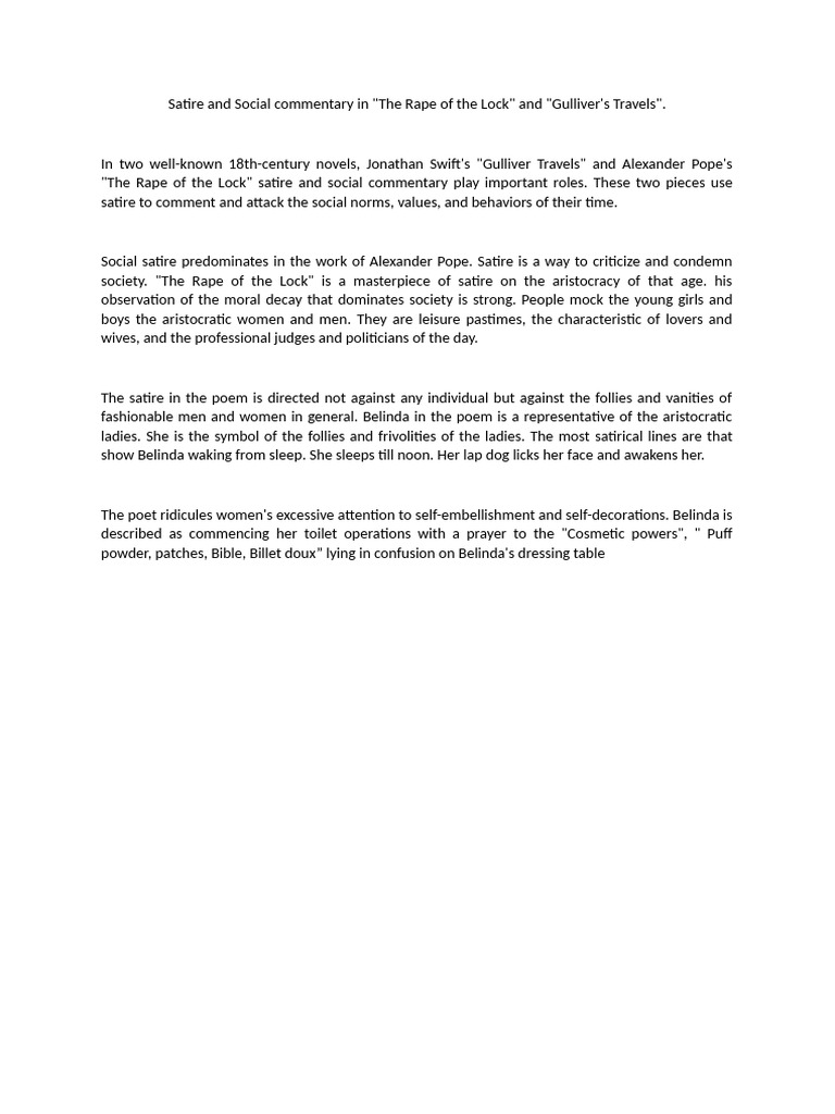 Satire and Social Commentary | PDF