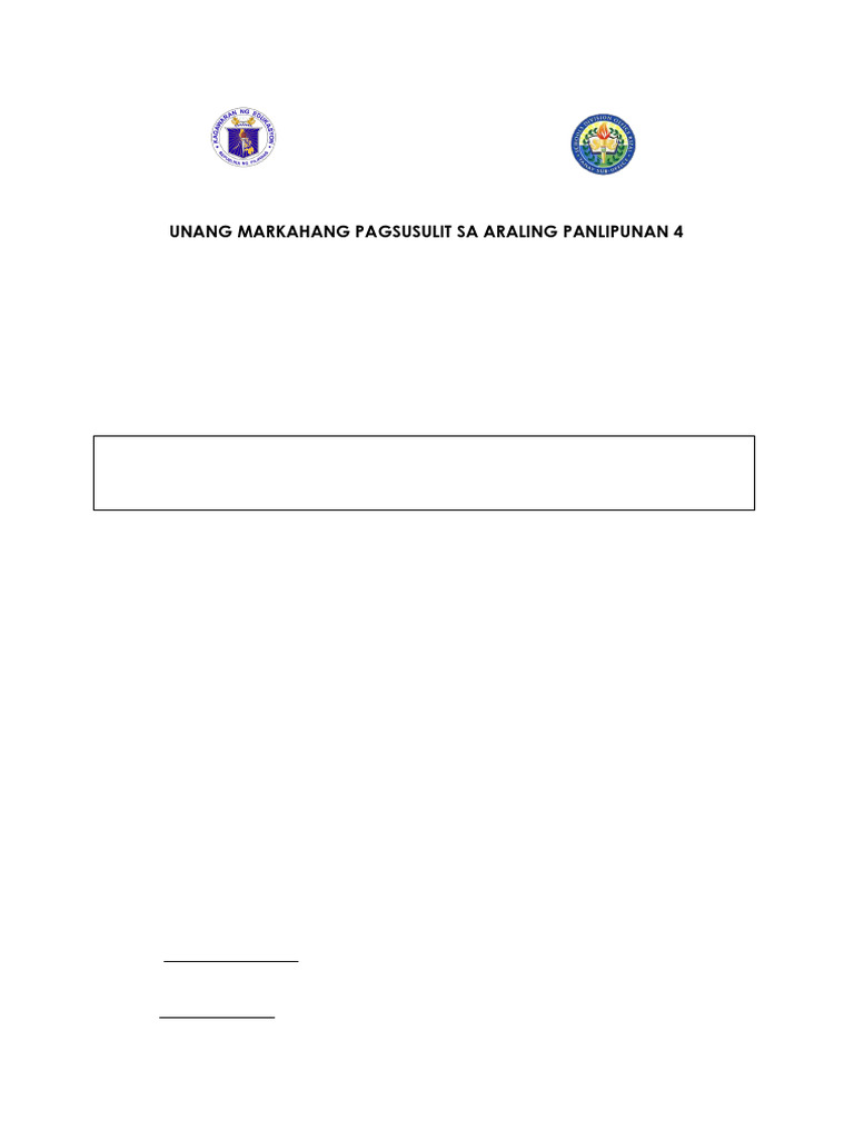 Unang Markahang Pagsusulit Sa Araling Panlipunan 4 | PDF