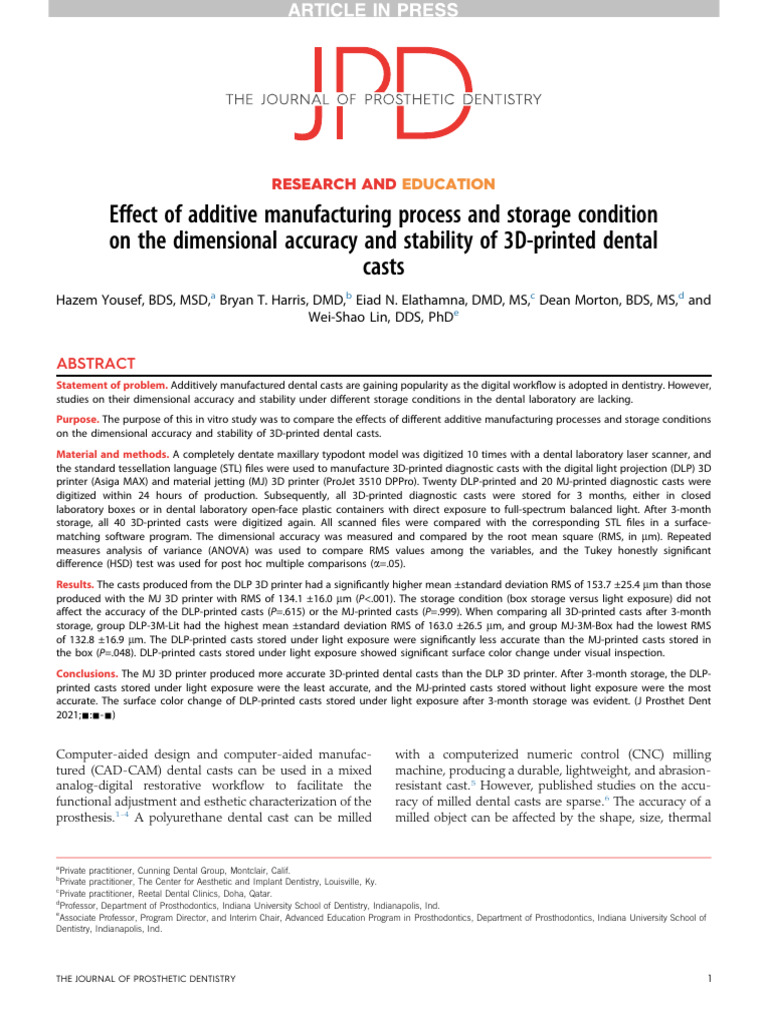 Effect of Additive Manufacturing Process and Storage Condition On The ...