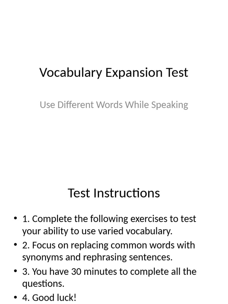 Vocabulary Expansion Test | PDF