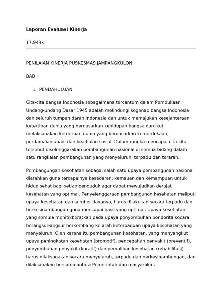Laporan Evaluasi Kinerja | PDF