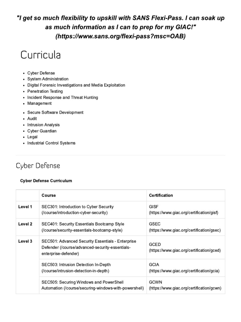 SANS Course Types in Information Security and Cyber Security Training ...
