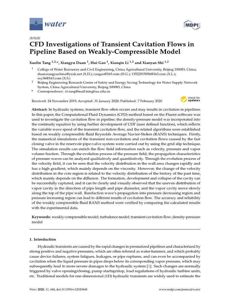 Tang 2020 CFD Investigations of Transient Cav | PDF
