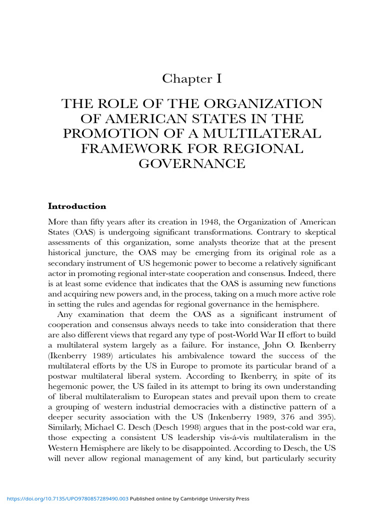 Role of The Organization of American States in The Promotion of A ...