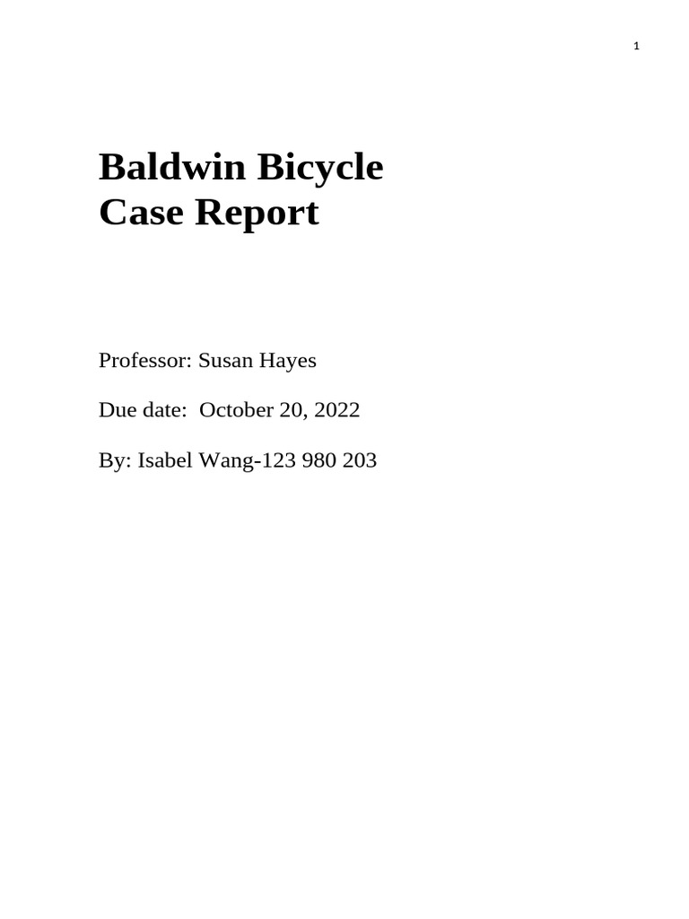 Baldwin Bicycle Case Management Report | PDF