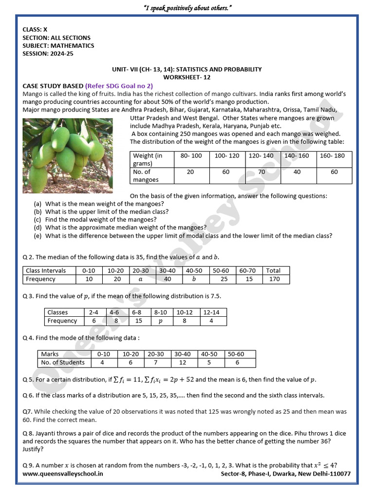 X - MATH - CH - 13, 14 STATISTICS AND PROBABILITY - Worksheet | PDF ...