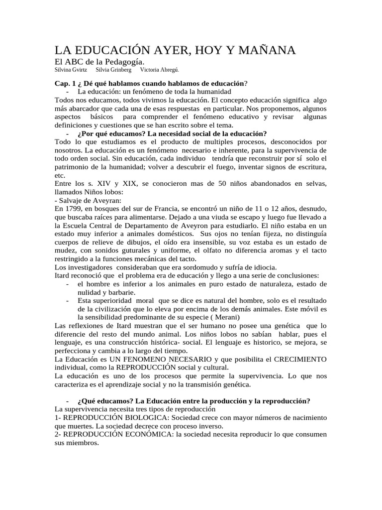 La Educacion Ayer Hoy y Manana | PDF