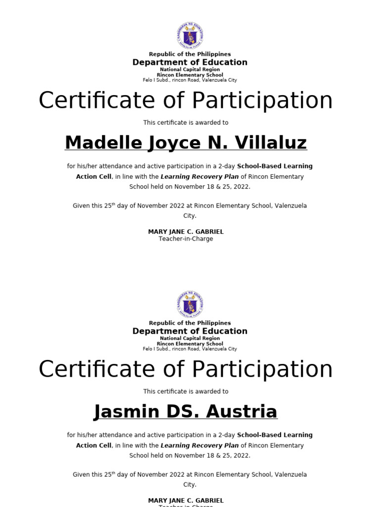 Certificate of Appreciation SBLAC | PDF