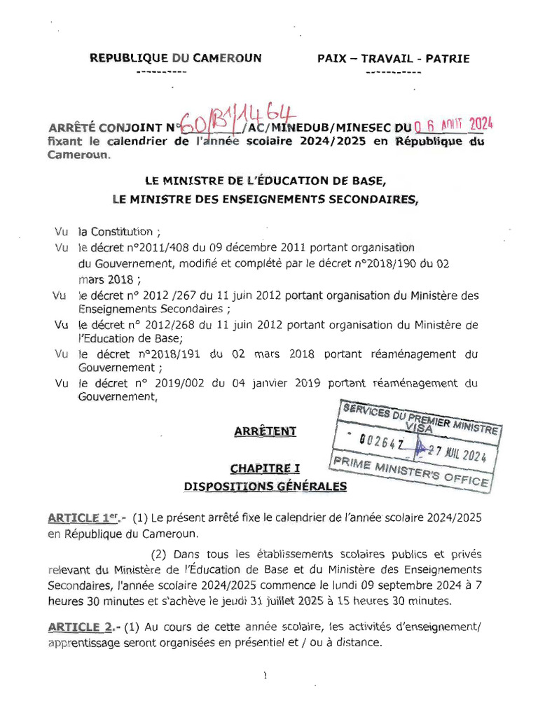 Calendrier de L'année Scolaire FR | PDF