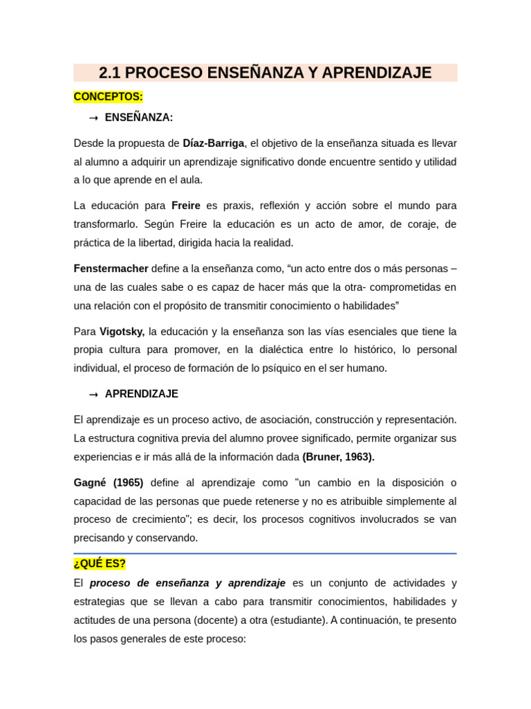 Proceso de Enseñanza y Aprendizaje | PDF | Aprendizaje | Enseñando