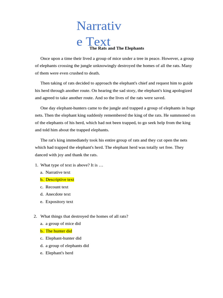 Narrative Text Question Item | PDF | Snow White | Mystery, Thriller ...