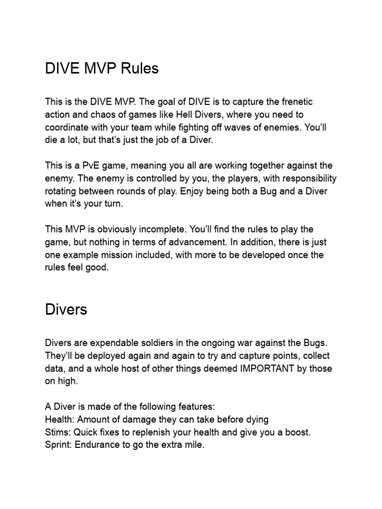 DIVE MVP Rules | PDF