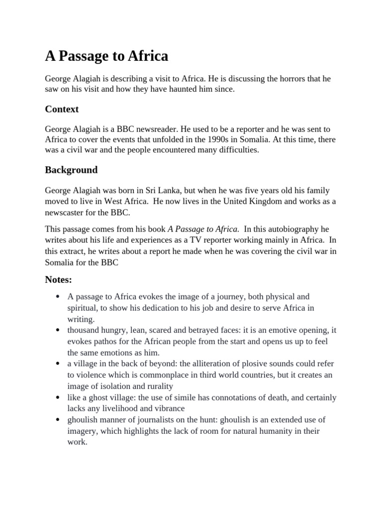 A Passage To Africa | PDF