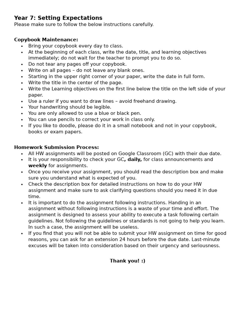 Setting Expectations | PDF