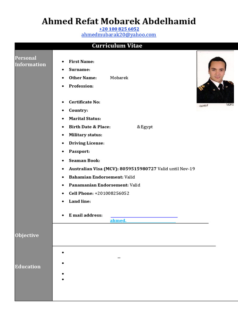 CV Deck Officer Ahmed Jul 20 | PDF