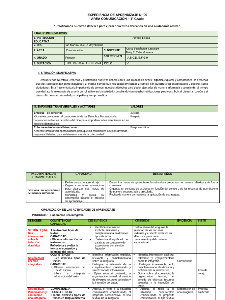 Unidad 6 - Primer Grado | PDF