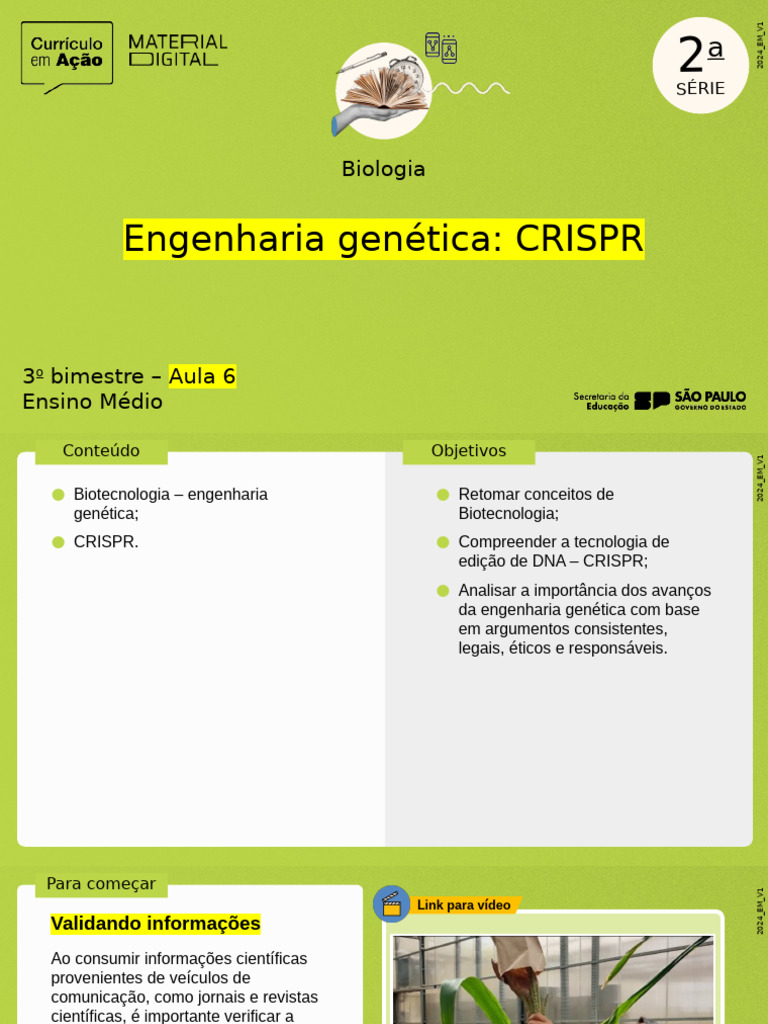 Aula 6 - Engenharia Genética CRISPR | PDF