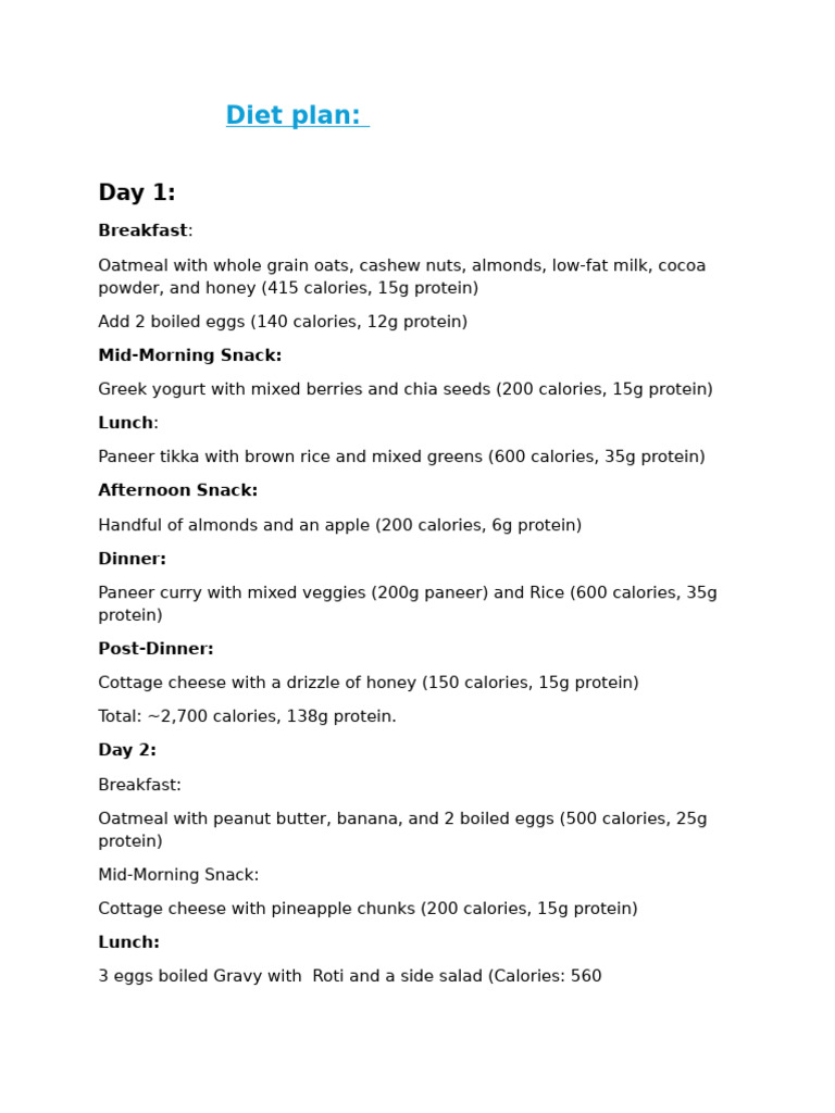 DIET PLAN 26th AUG - 1ST SEPT | PDF