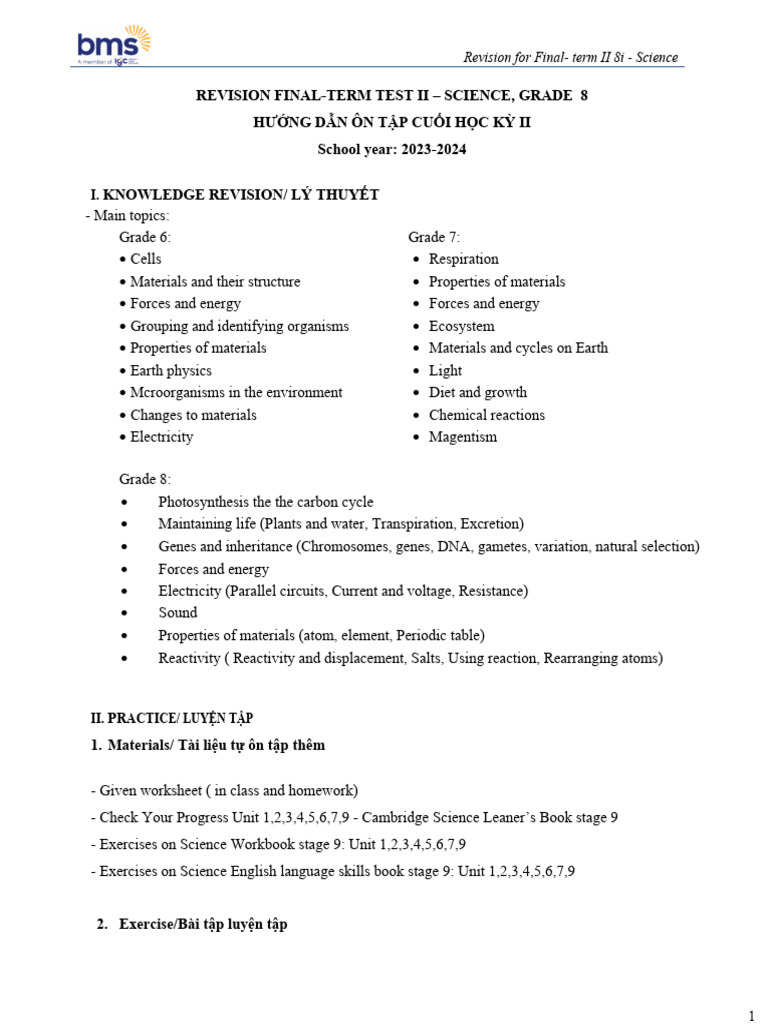 CK Ii - K8 - ĐC - Science | PDF