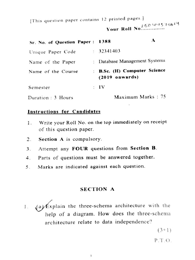 Du DBMS 2022 Pyq | PDF