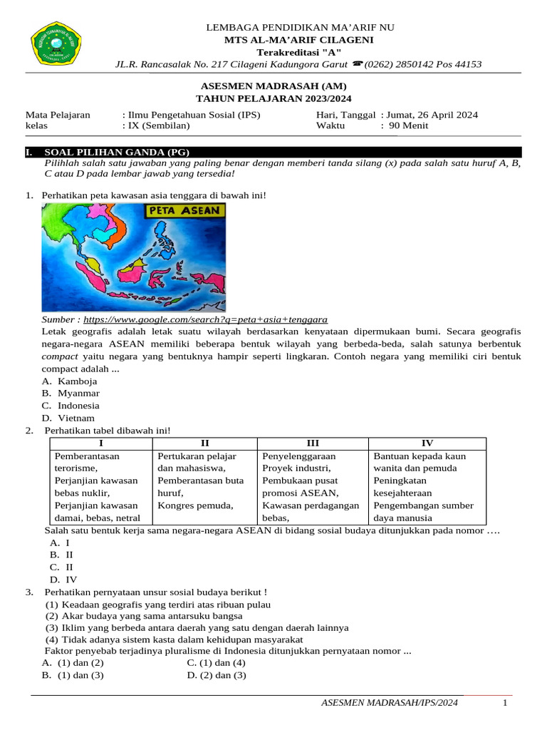 Naskah Soal IPS AM 2324 | PDF
