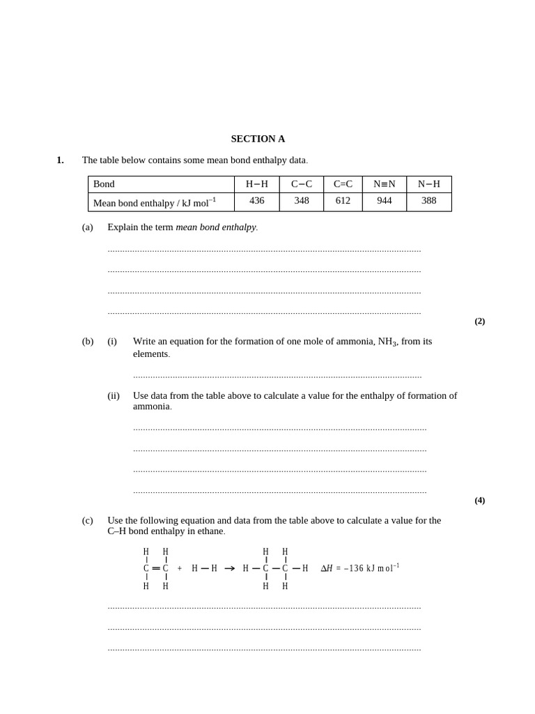 2.1 Energetics Test | PDF | Chemistry | Physical Chemistry