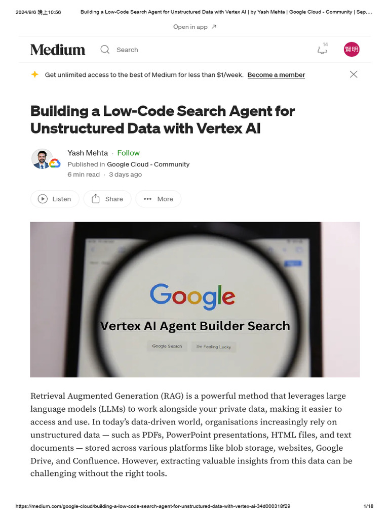 Building A Low-Code Search Agent For Unstructured Data With Vertex AI ...