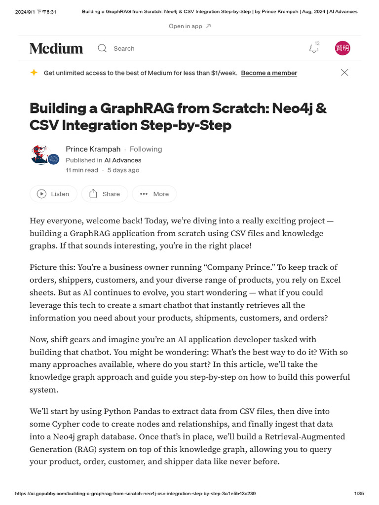 Building A GraphRAG From Scratch - Neo4j & CSV Integration Step-by-Step - by Prince Krampah ...