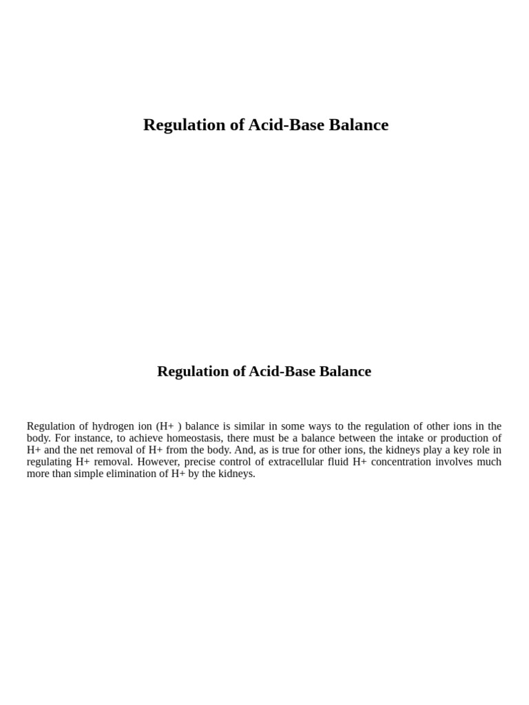 Acid Base Regulation | PDF