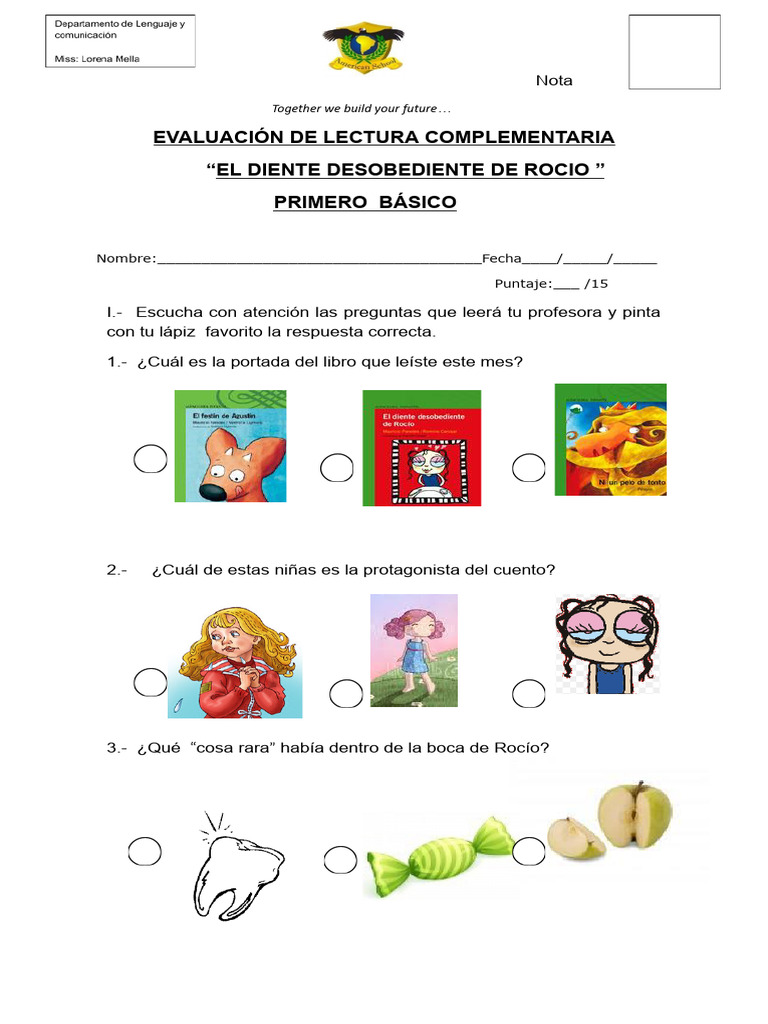 Prueba Lectura Complementaria EL DIENTE DE ROCIO | PDF