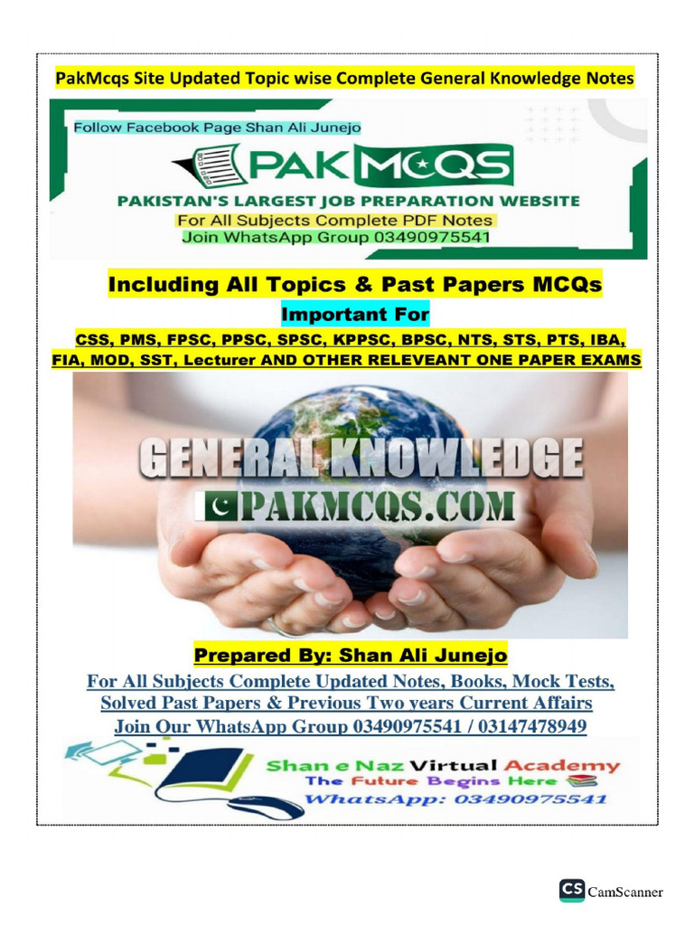 Pakmcqs - Site General Knowledge Notes | PDF