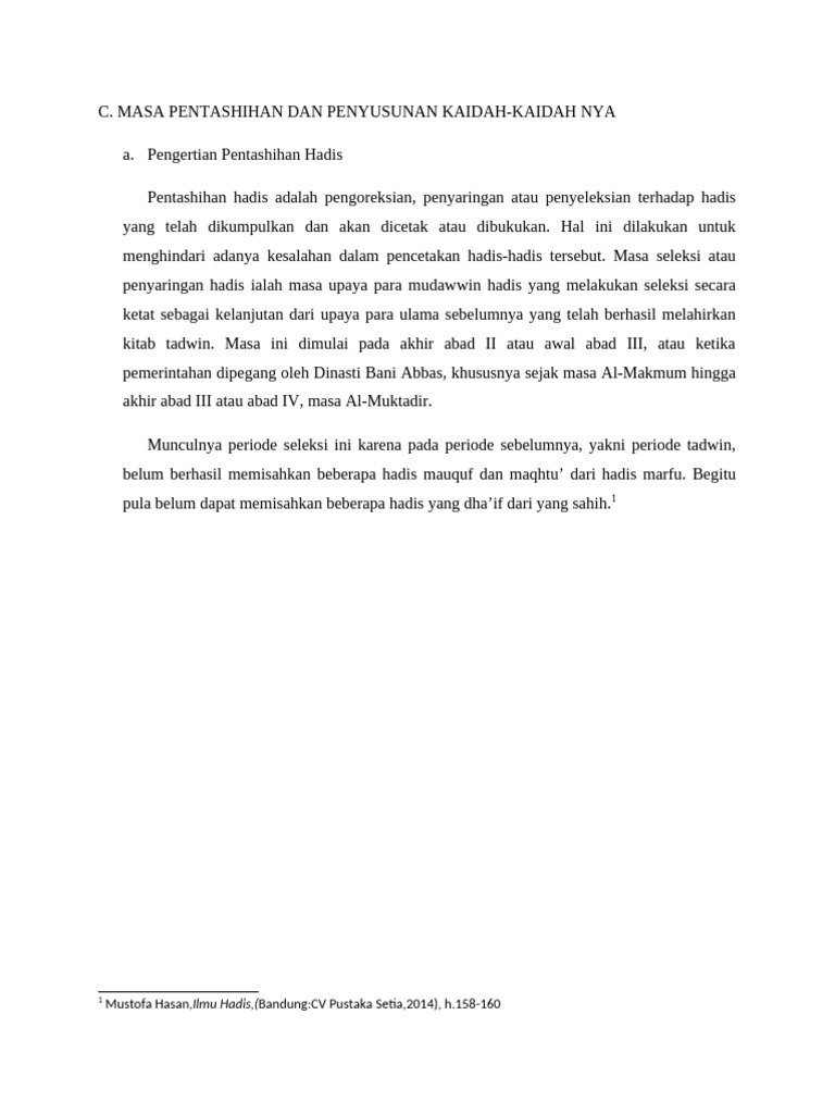 Masa Pentasihan Hadits Firman Dan Daftar Pustaka | PDF