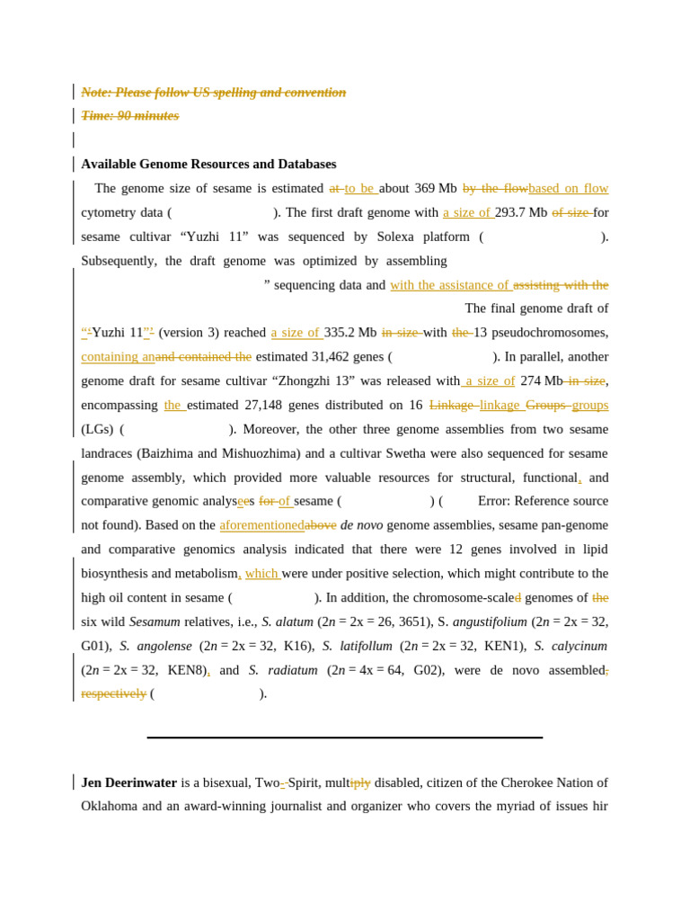Editing Assessment - Desher | PDF