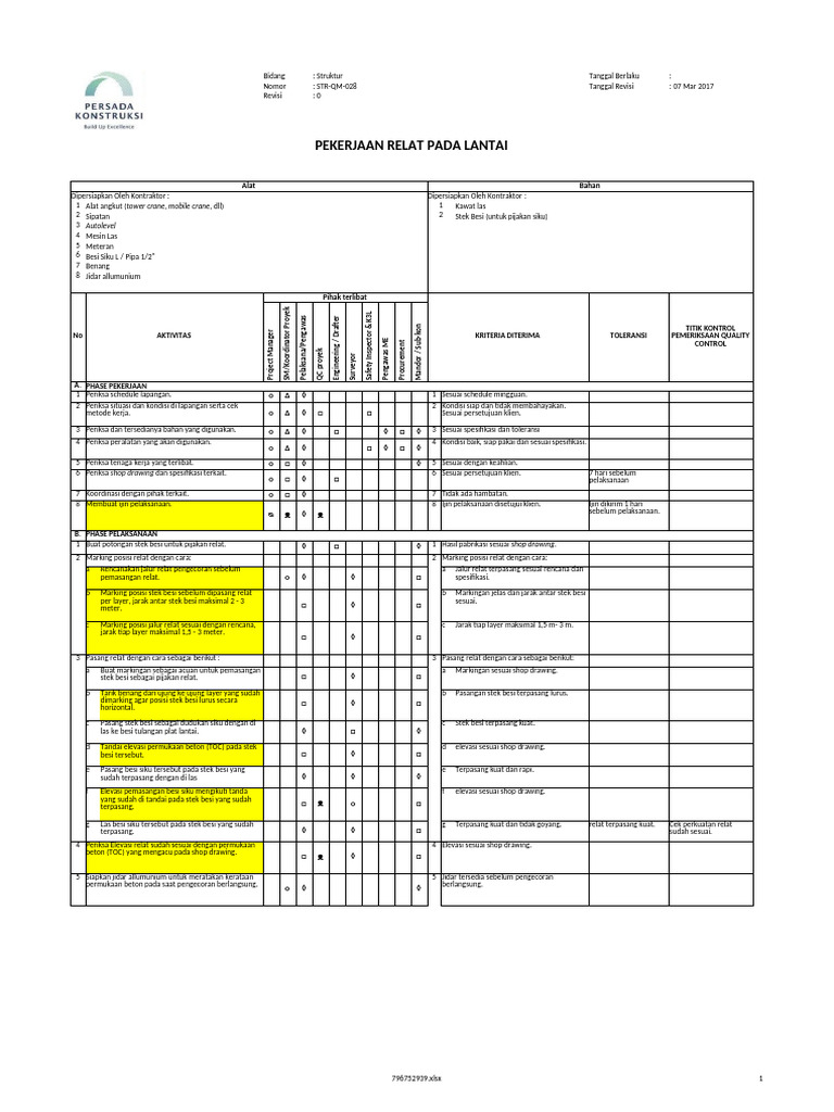 STR-QM-028-Pek. Pemasangan Relat Pada Lantai | PDF