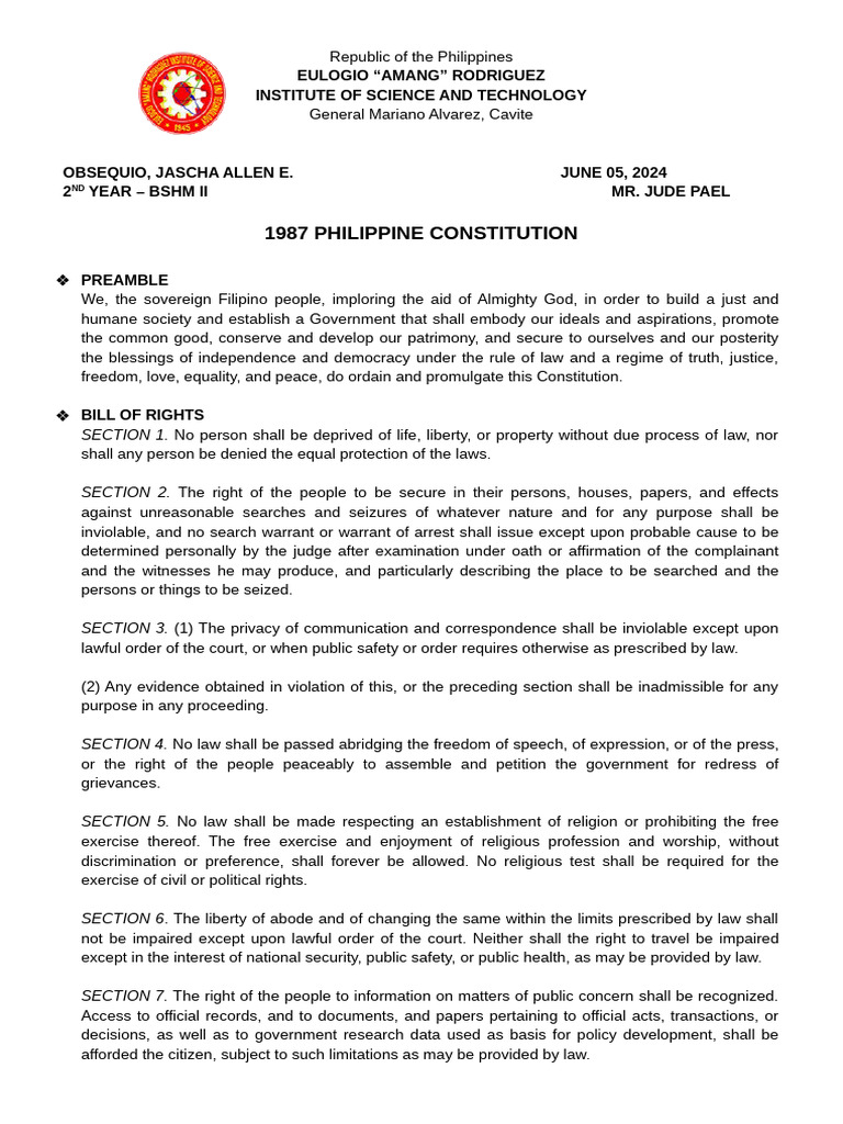 1987 Constitution | PDF