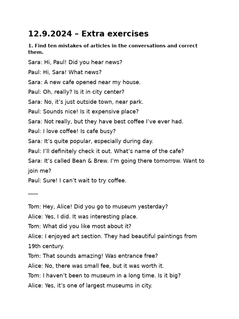 Extra Activities | PDF