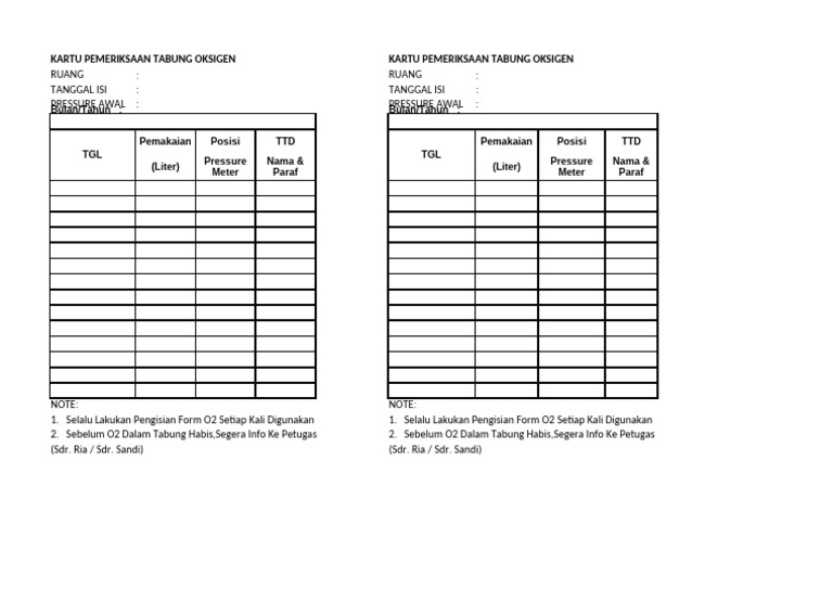 Ceklis Oksigen | PDF