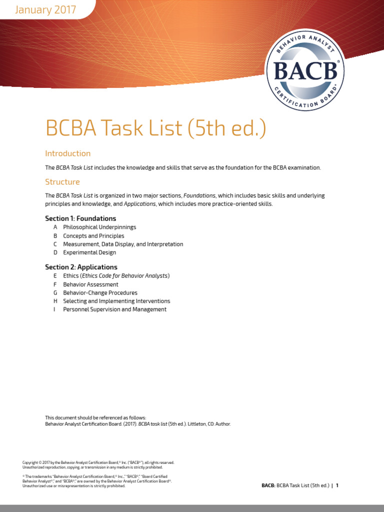 BCBA Task List 5th Ed 240216 A | PDF