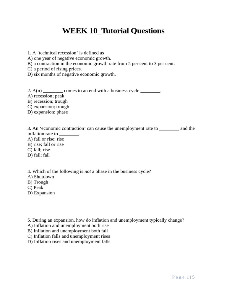 Week 10 - Tutorial Questions-1 | PDF