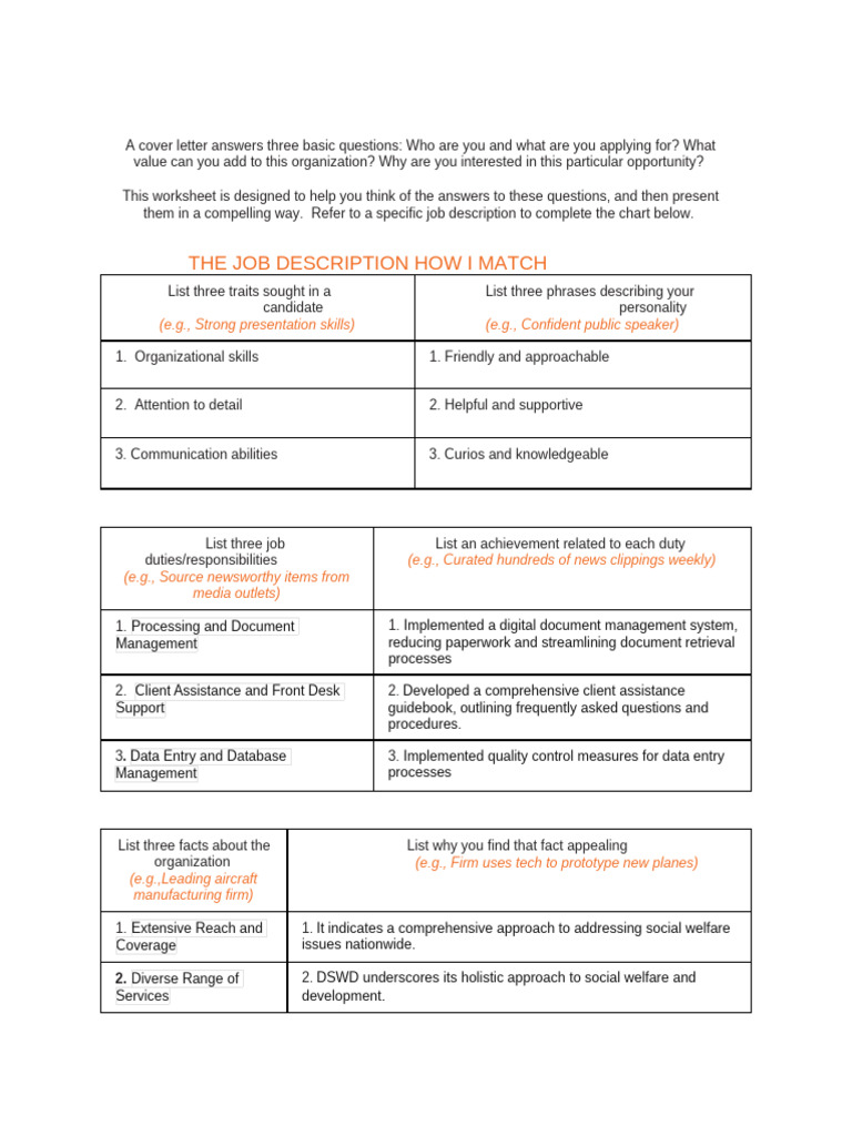 A Cover Letter Answers Three Basic Questions | PDF