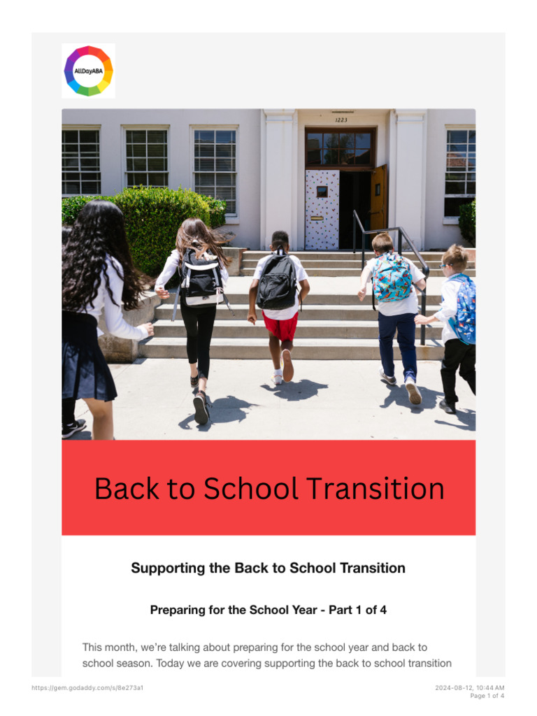 5 Tips For Supporting The Back To School Transition | PDF