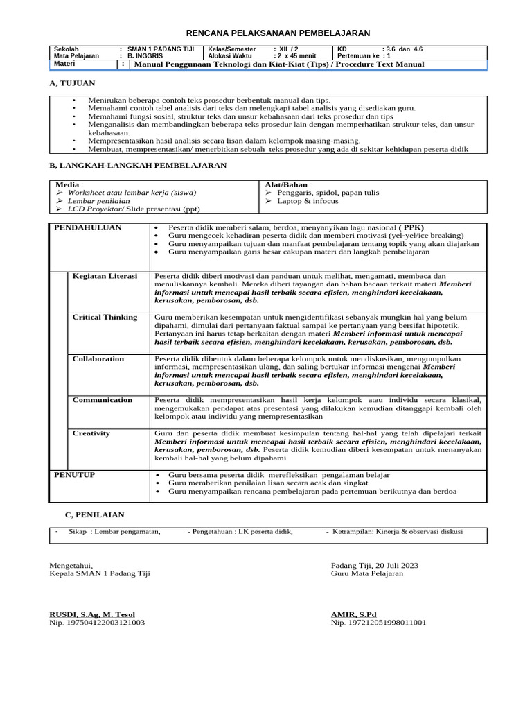 RPP 3.6 Procedure Text Manual | PDF